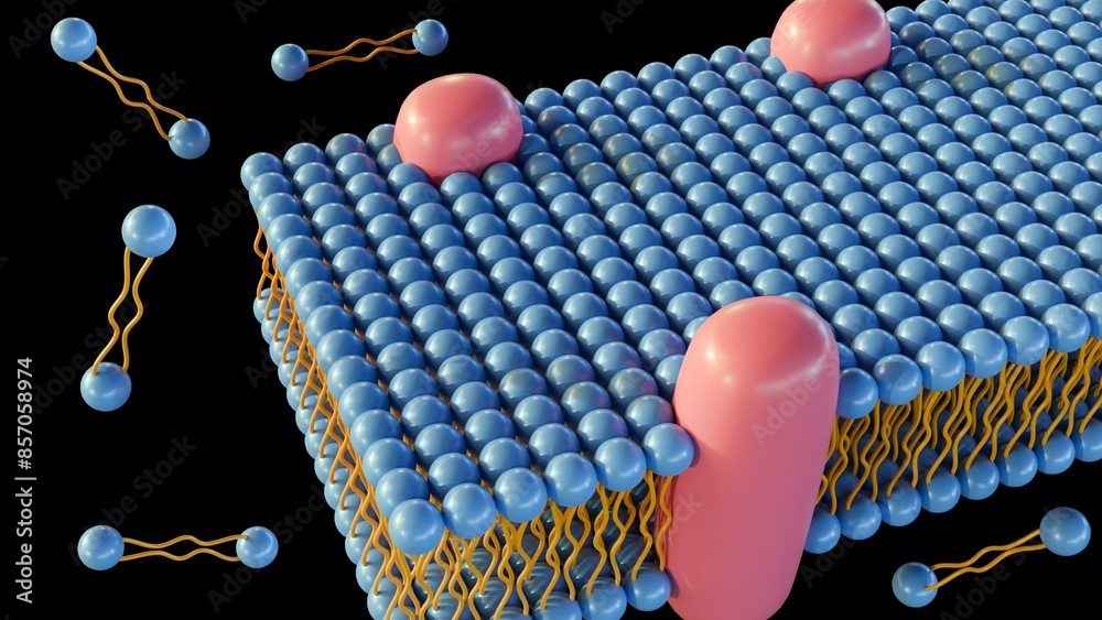 3d rendering of lipid monolayer is a type of cell membrane in which the ...