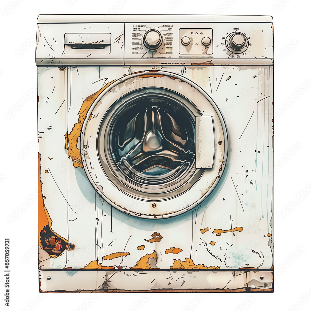 Vintage Washing Machine. An illustration of a worn, vintage washing ...