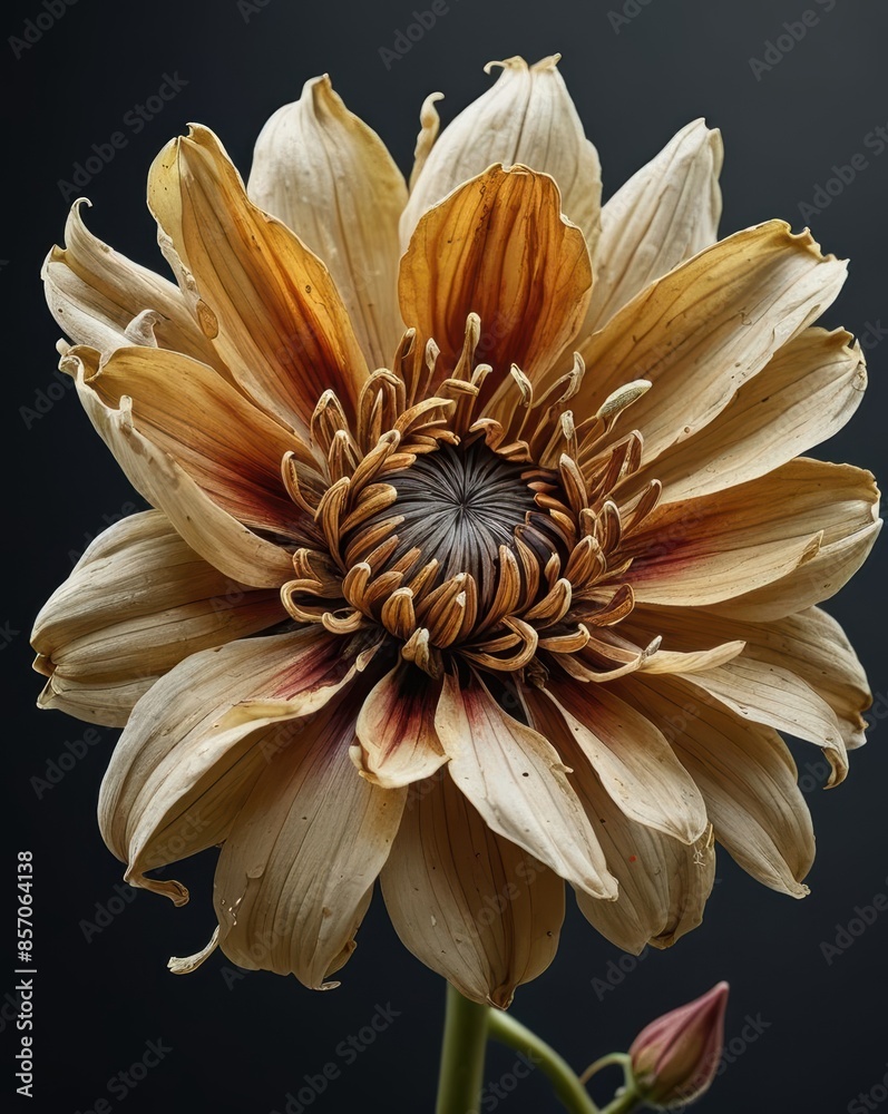 An artistic illustration of a wilted but still beautiful flower, with ...