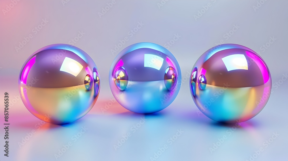 Vibrant Holographic Spheres - Mesmerizing Mirrored Gradient Shapes in ...
