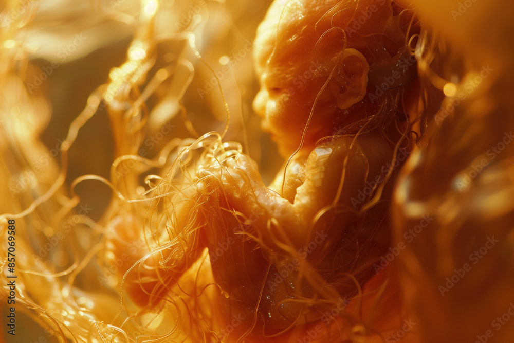 Life Force Connection: Close-up of Pulsating Umbilical Cord Linking ...
