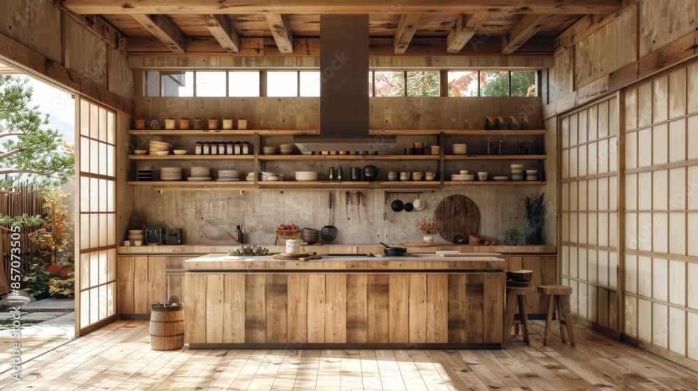 asian fusion decor, a blend of traditional wooden elements and ...