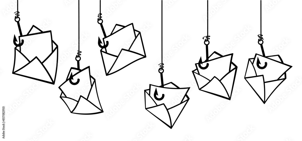 Envelope withe fishing hook. Contact us and social media network or for ...