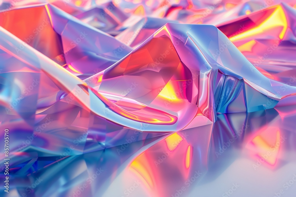 13 Reflective holographic 3D shapes with a gradient color palette Stock ...