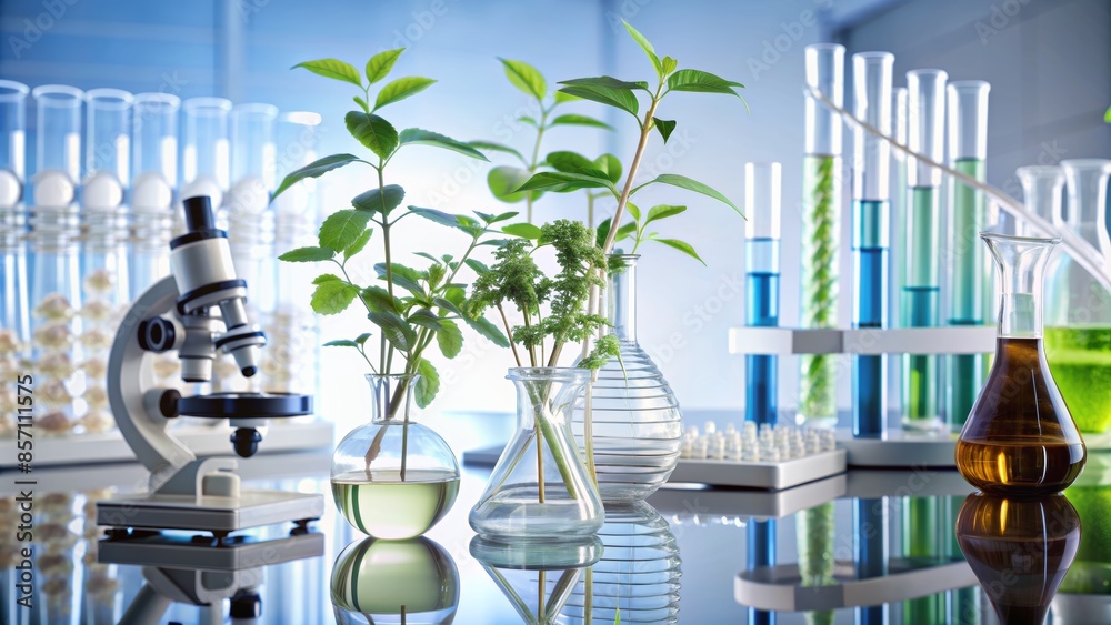 Biology laboratory nature and science, plant and environmental study ...