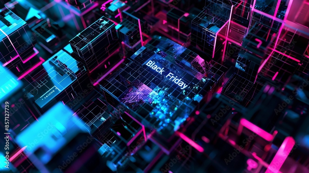 Cyberpunk font Black Friday text on a deep black and electric blue ...