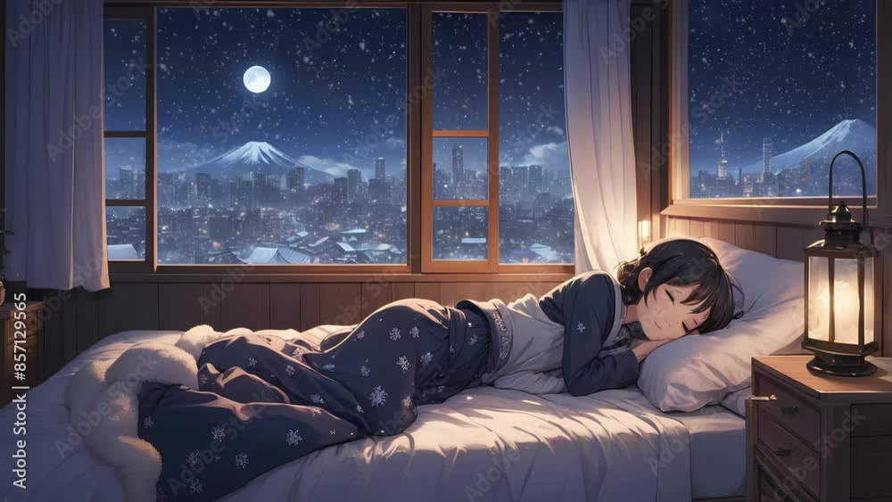 anime girls, sleeping, lofi, lofi girls, snow, winter, 4k resolution ...