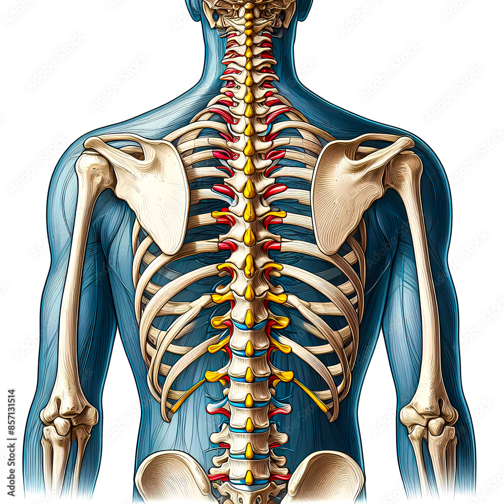 Vector anatomy illustration showing the structure of human back bones ...