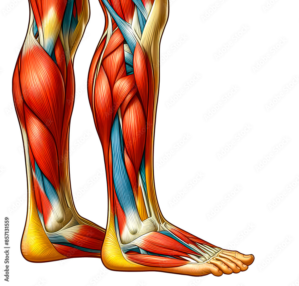 Anatomy vector illustration showing human calf and foot muscle ...