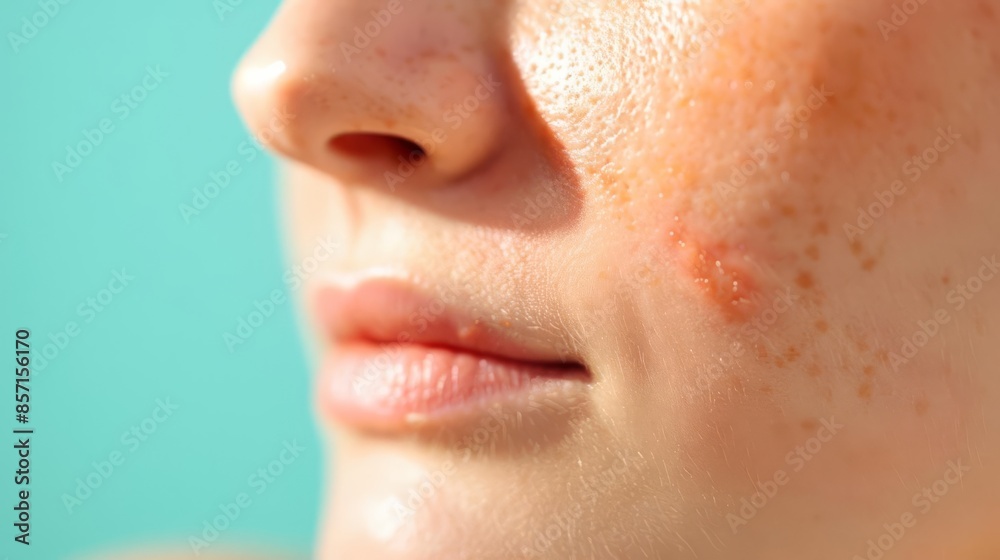 Photodermatitis on sun-exposed areas, UV reaction, Capturing the ...