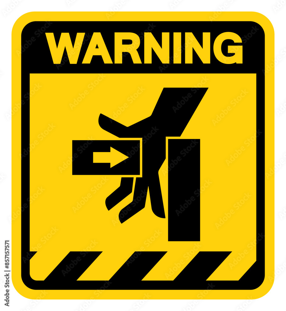 Hand Crush Force From Left Warning Sign, Vector Illustration, Isolate ...