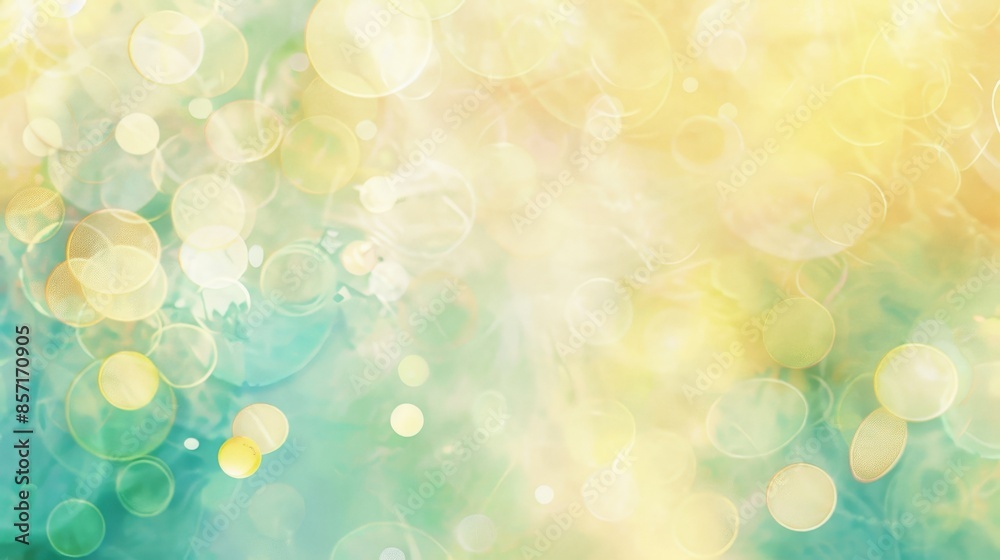 Ethereal yellow and mint green wallpaper with floating circles and ...