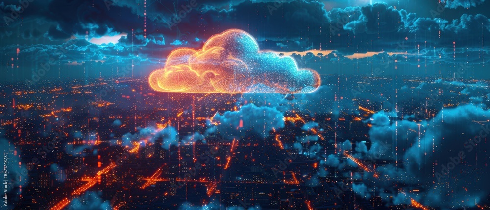 8K UHD image of cloud technology in smart cities, showcasing real-time ...