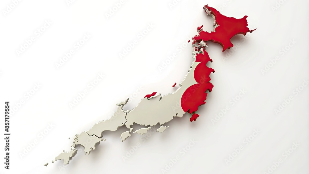 of Japan map in country flag colors, Japan, map, flag,colors, red ...