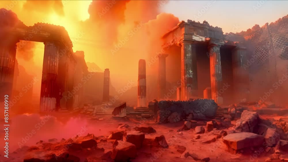 Stockvideon The Tragic Eruption of Mount Vesuvius: Capturing Human ...