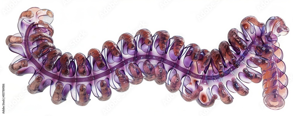 Colon anatomy, medical illustration, 3D realistic, isolated on white ...