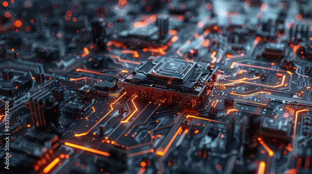 highly detailed ai supercomputer circuitry with cpu and gpu insane ...