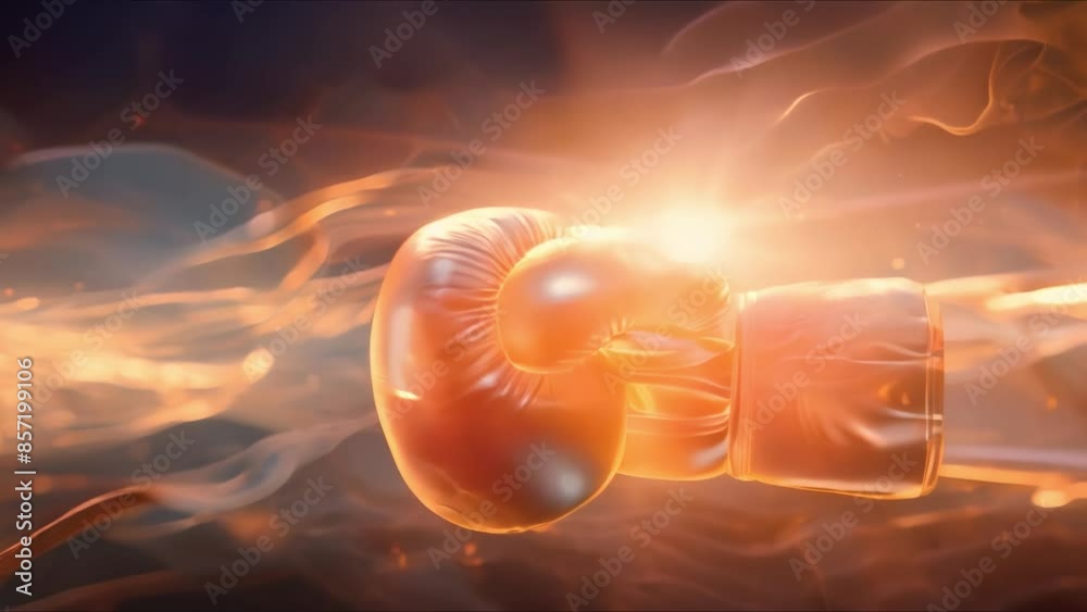 Fiery boxing gloves in digital design intense and powerful visual ...