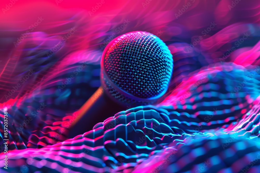 Vibrant Soundscapes: Amidst pulsating laser lights, a microphone takes ...
