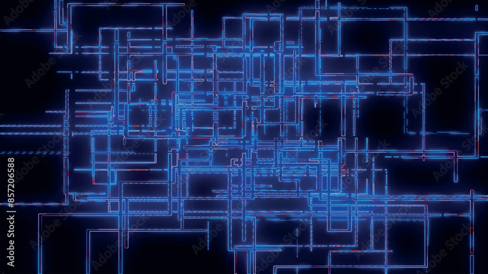 Abstract colored lines on a dark background. Growing public transport ...