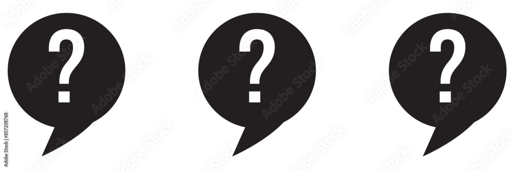 Question mark icon set. Bubble question icon, FAQ questions symbol on a ...