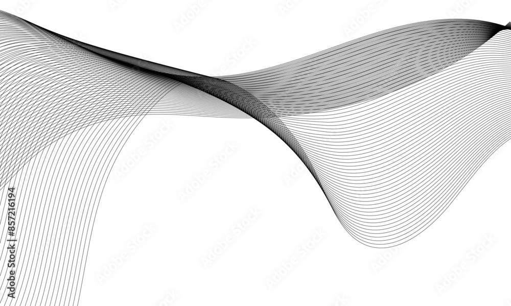 Abstract wavy lines on transparent background with grey smooth element ...