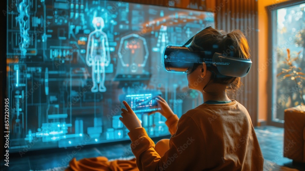 A family uses AR to enhance their home entertainment, playing an ...