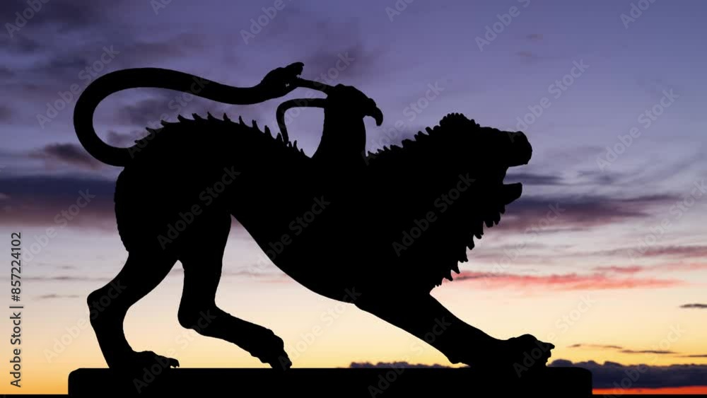 Ancient Roman bronze statue depicting Chimera, the mythology creture ...