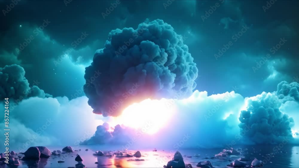 Devastating impact of a nuclear bomb symbolizing the end and war ...