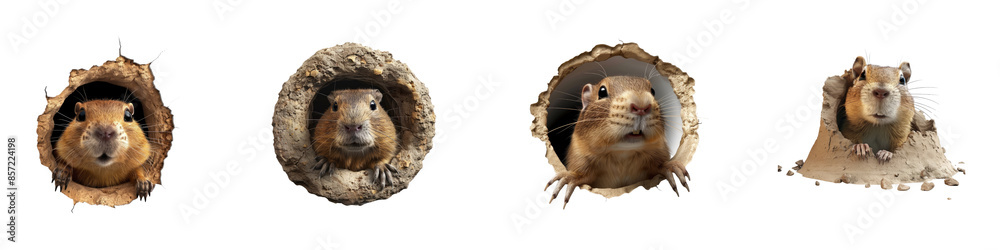 Cute gopher clipart in a 3D illustration showing a rodent peeking from ...