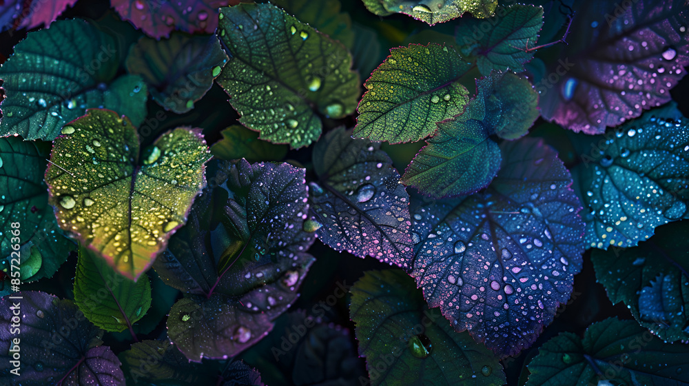 fondo de hojas naturales de colores violeta y azul y verde fondo de ...