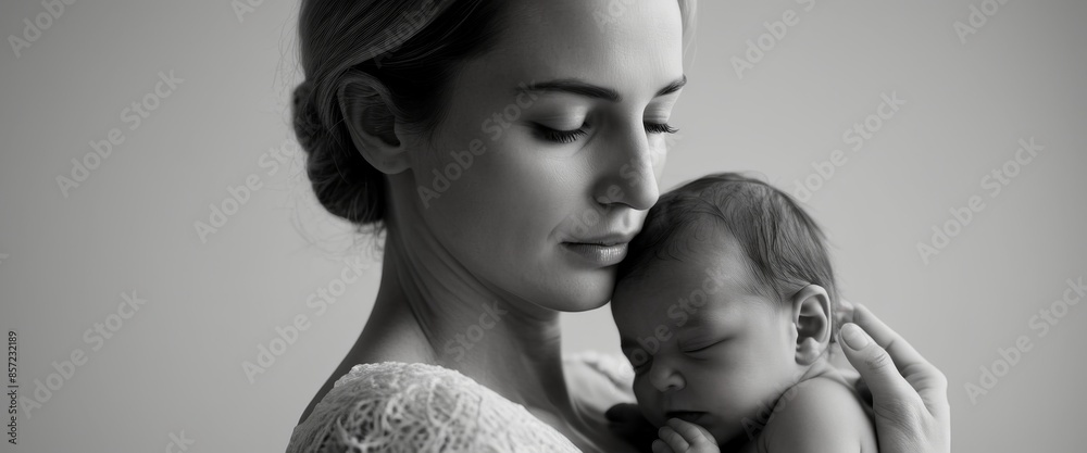 Minimalist line art portrait on transparent background Mother Stock ...