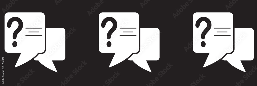Question mark icon set. Bubble question icon, FAQ questions symbol on a ...