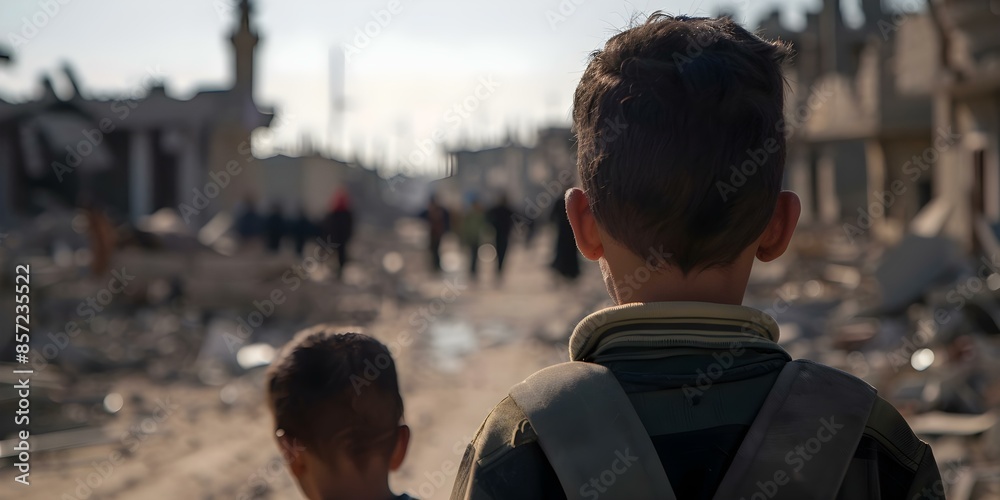 Refugees witness destruction of homes and homelessness due to war or ...