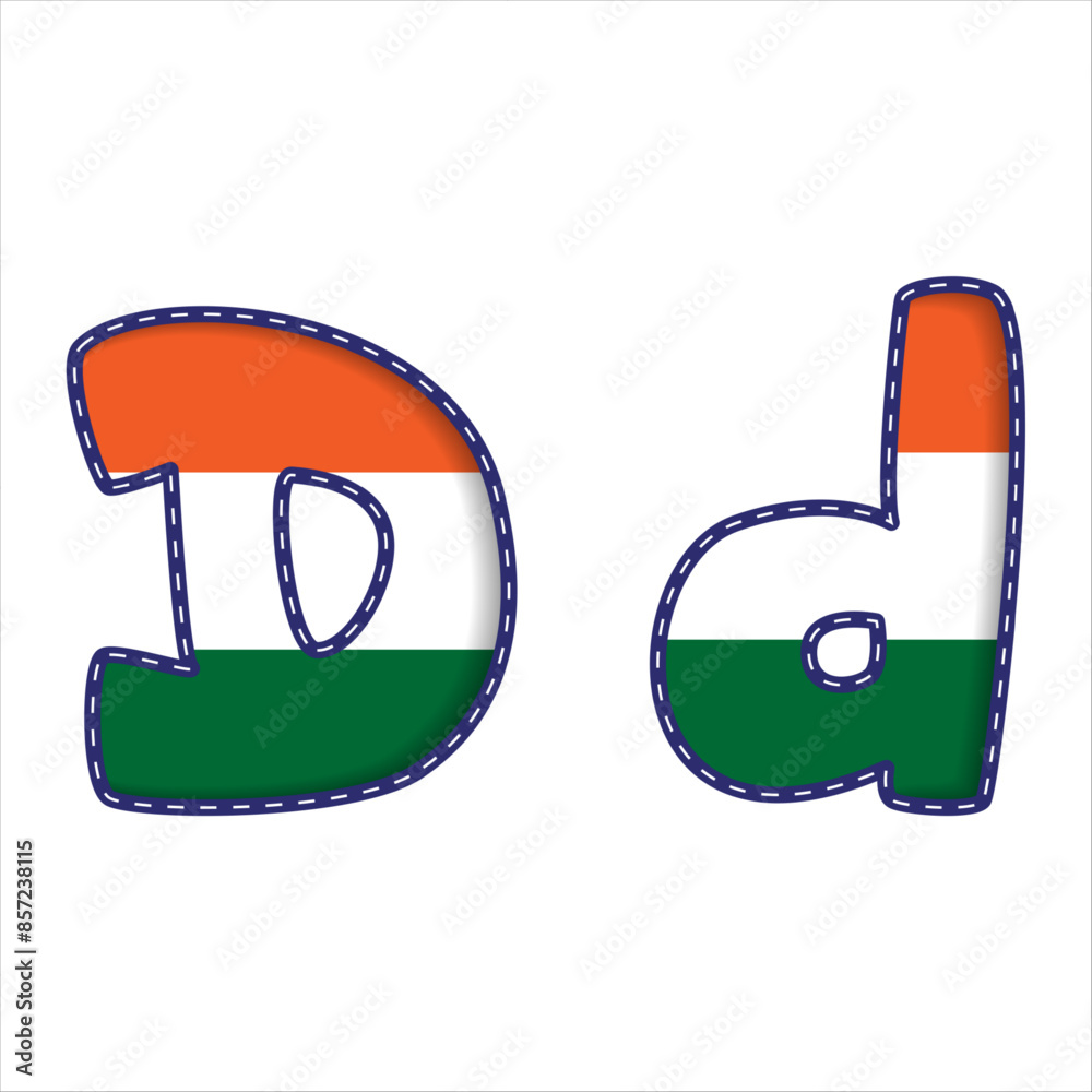 D Alphabet Capital and Small Letter INDIA Independence Day and India ...