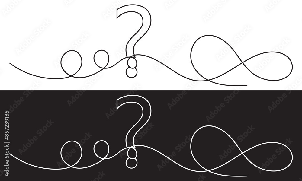 Question mark linear background. One continuous line drawing of ...