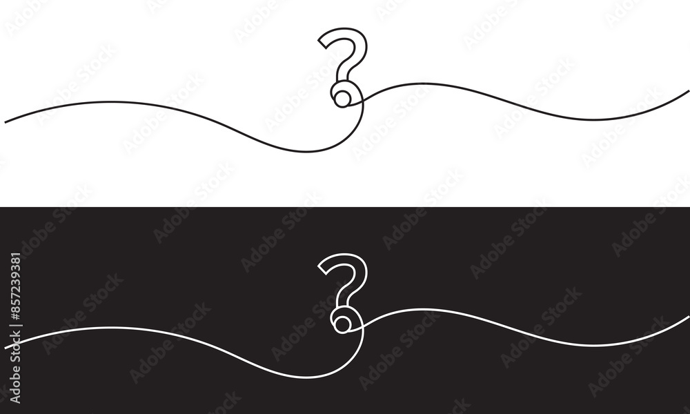 Question mark linear background. One continuous line drawing of ...