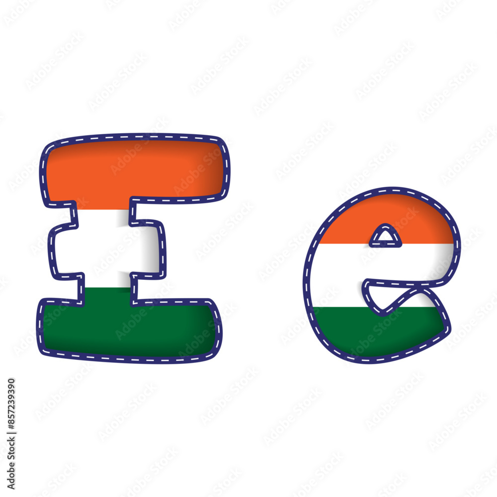 E Alphabet Capital and Small Letter INDIA Independence Day and India ...