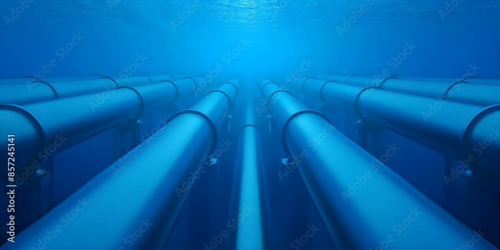 Foto de Subaqueous Industrial Facilities Minimalistic Aqua Pipelines in ...