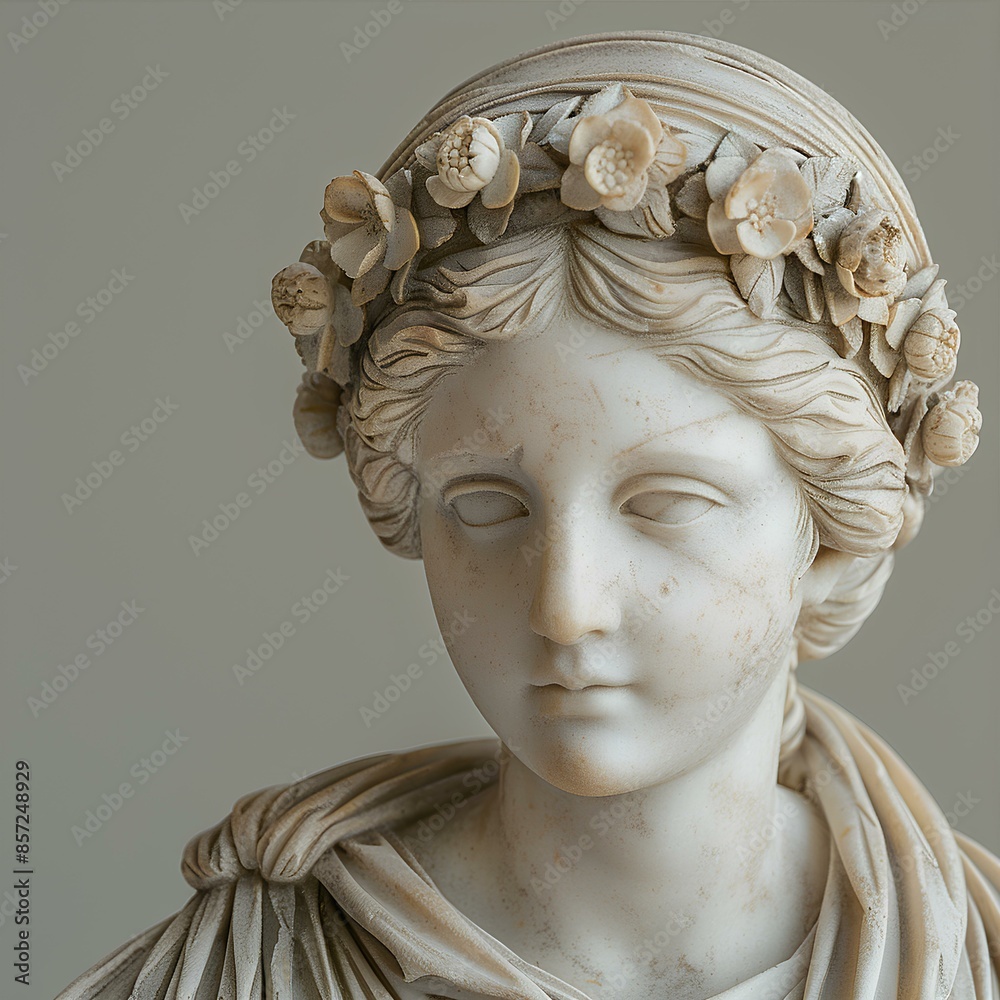 Marble statue of woman in Ancient Greek style. Ancient Greek statue of ...