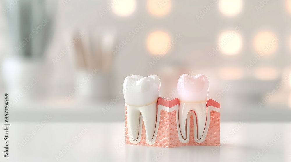 Dental model showing healthy and diseased gums. Educational tool for ...