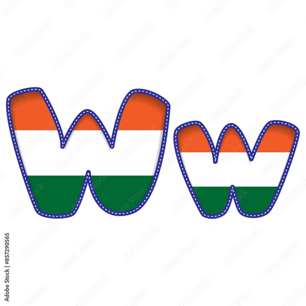 W Alphabet Capital and Small Letter INDIA Independence Day and India ...