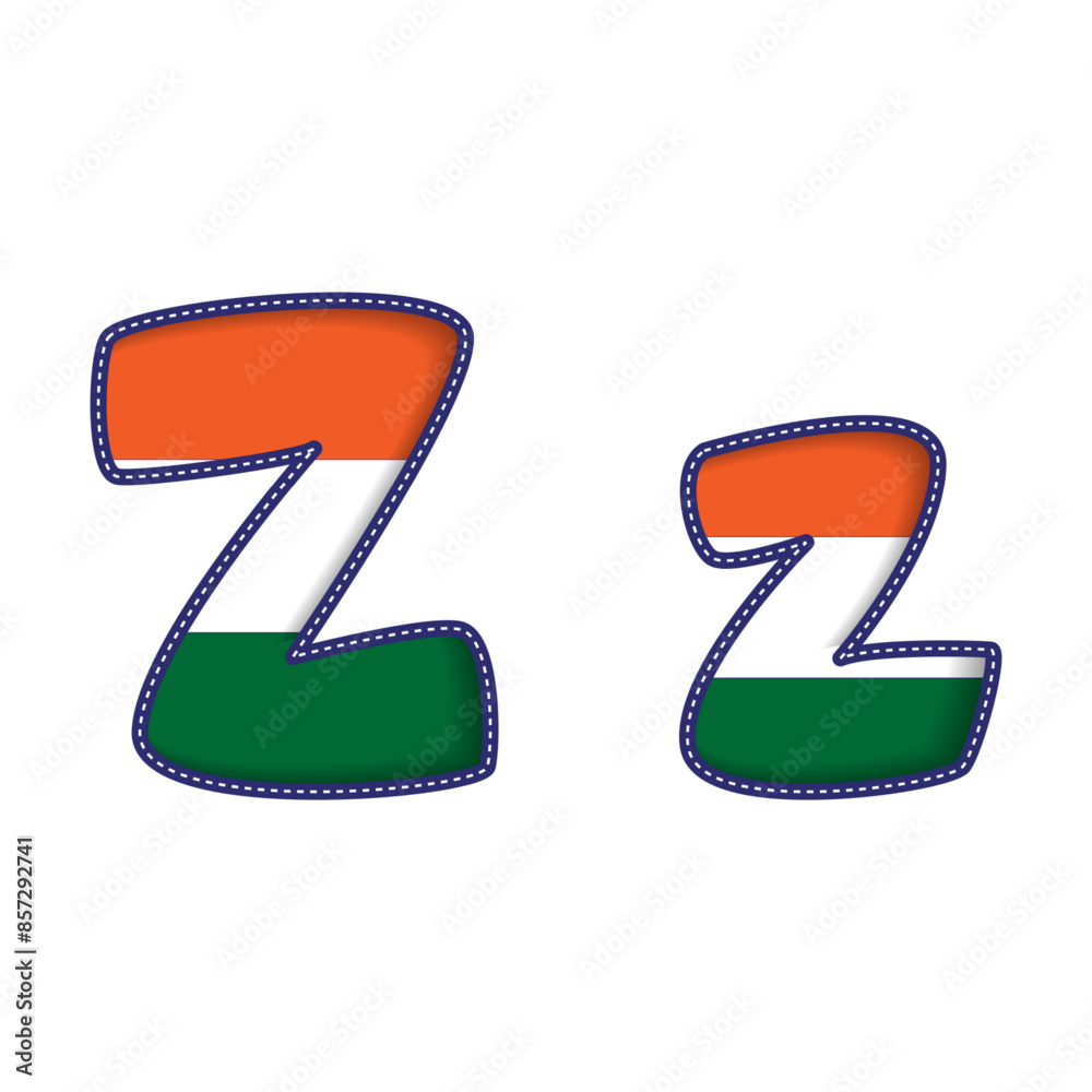 Z Alphabet Capital and Small Letter INDIA Independence Day and India ...