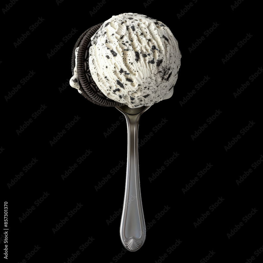 Oreo ice cream scoop isolated on a transparent background with clipping ...