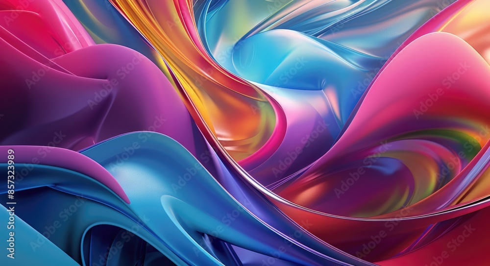 Abstract Screensaver. Forms and Colors in Blue, Pink, Yellow, Green ...