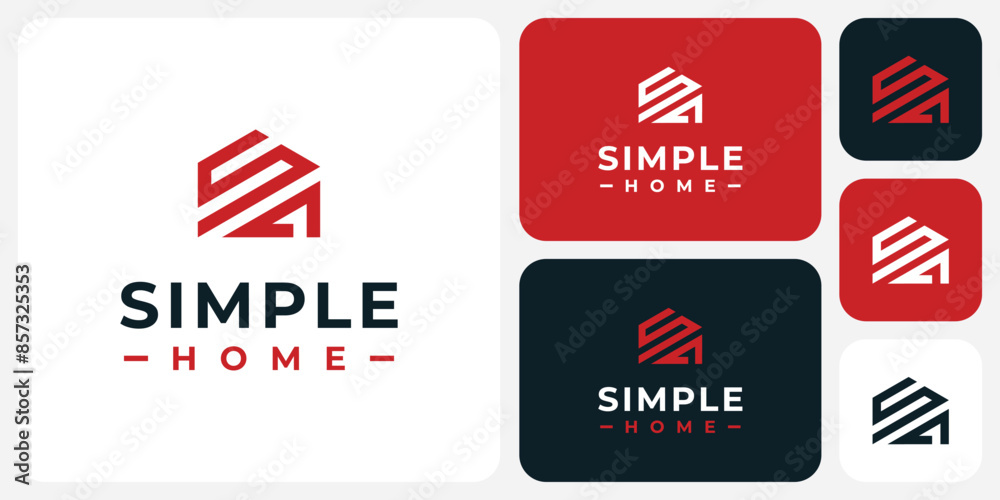 Vector logo design of the initials S A in a geometric house shape with ...