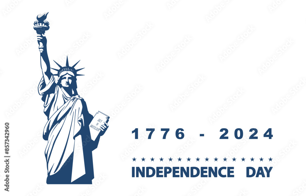 Vetor de Statue of Liberty, welcome to america. USA Independence Day ...