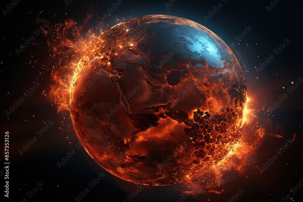 Earth globe with animated heat waves emanating from it, illustrating ...
