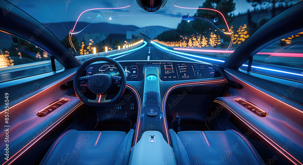 Inside car design, ultra-high-definition display, flexible screen, thin ...