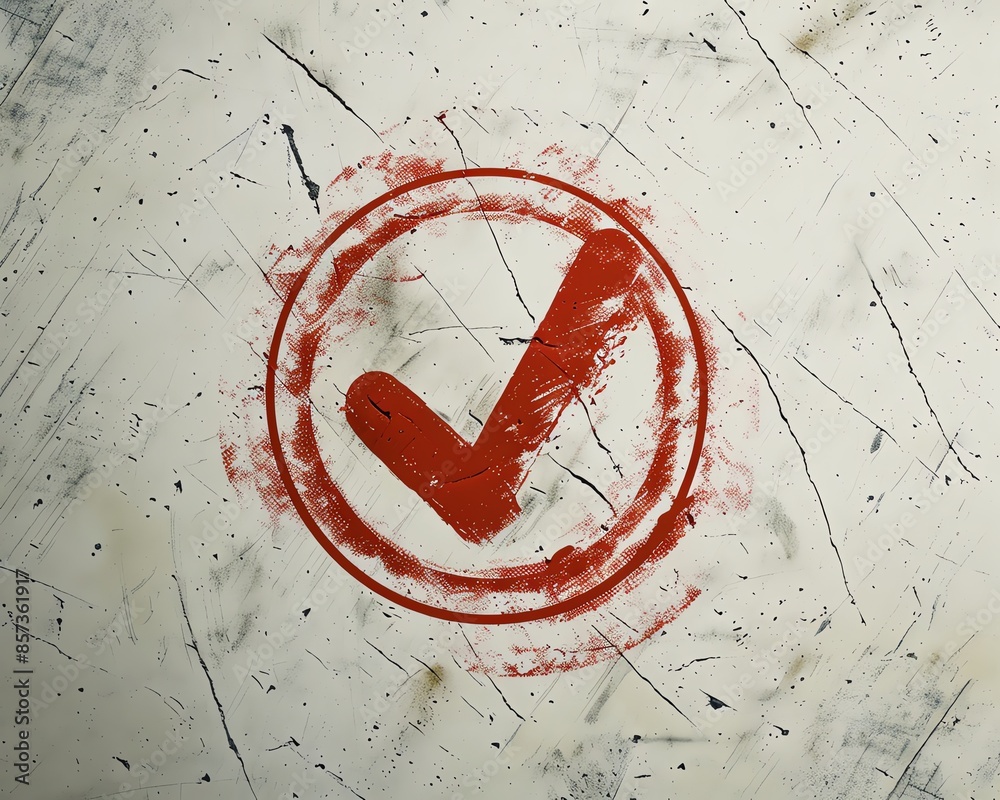 Red CHECKED stamp with checkmark, textured background, Checked, Quality ...
